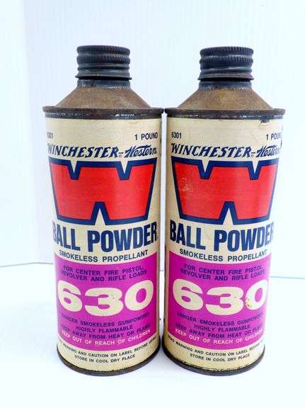 (2) Cans of older Winchester-Western smokeless ball powder, no. 6301, 1 ...