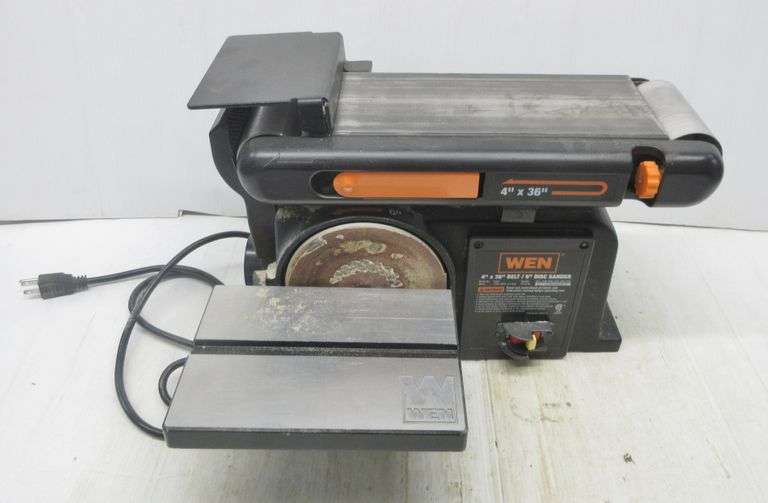 Wen 4" x 36" belt/6" disc sander, model 6502, 120V, 18"W x 1'H, (From ...
