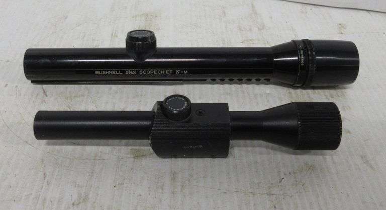 (2) Bushnell scopes: One- 2 3/4 Power Scope Chief with post crosshairs ...
