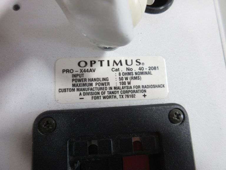 Optimus speakers Pro-X44AV, no. 40-2081, each- 7 1/2"H - Albrecht ...