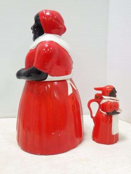 Vintage Ceramic Mammy Cookie Jar 12h Good Plastic Aunt Jemima Mammy Syrup Dispenser 5 14h