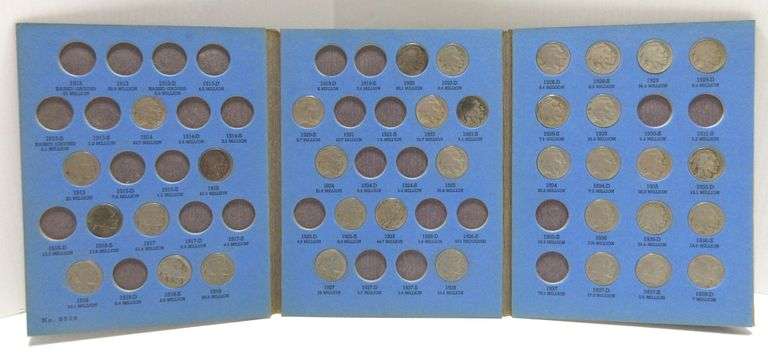 Buffalo nickel collection book: (35) Coins: 1914 to 1938, P,D,S, mints ...