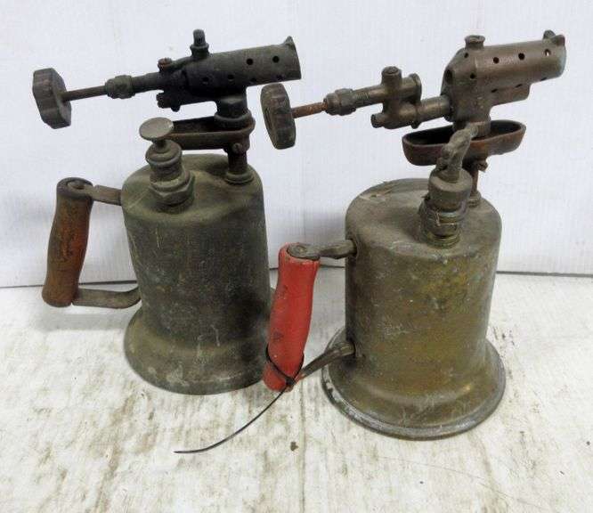 (2) Antique brass torches - Albrecht Auction Service