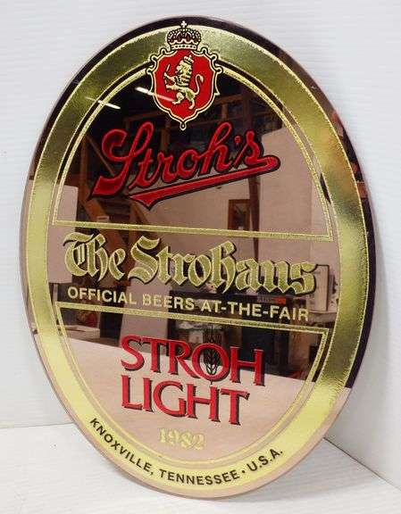 Stroh's Stroh Light, 1982 Knoxville, TN Fair beer mirror, 11"W x 14"H ...