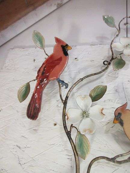 Older Bovano enamel on copper cardinal bird wall sculpture hanging, 14 ...