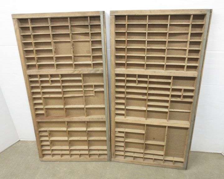 (2) Vintage wood letter drawers, 32 1/2"W x 17"D x 1 1/2'H, good ...