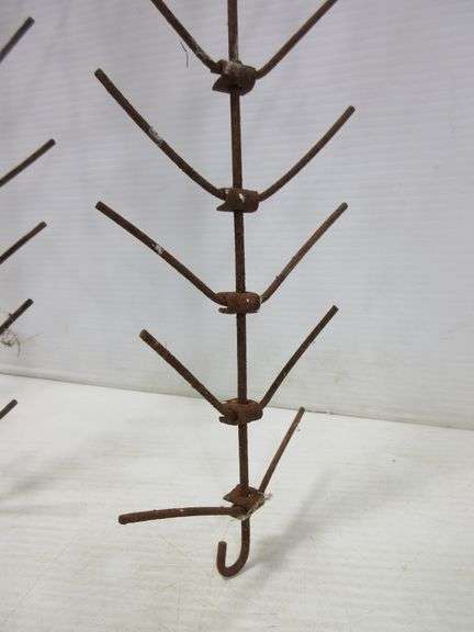 (3) Antique wrought iron drying racks for corn and vegetables, circa ...