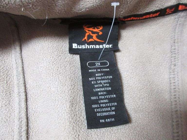 Hunting clothing Bushmaster camo jacket, size 2X; Guide Series tan and ...