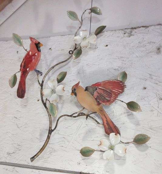 Older Bovano enamel on copper cardinal bird wall sculpture hanging, 14 ...