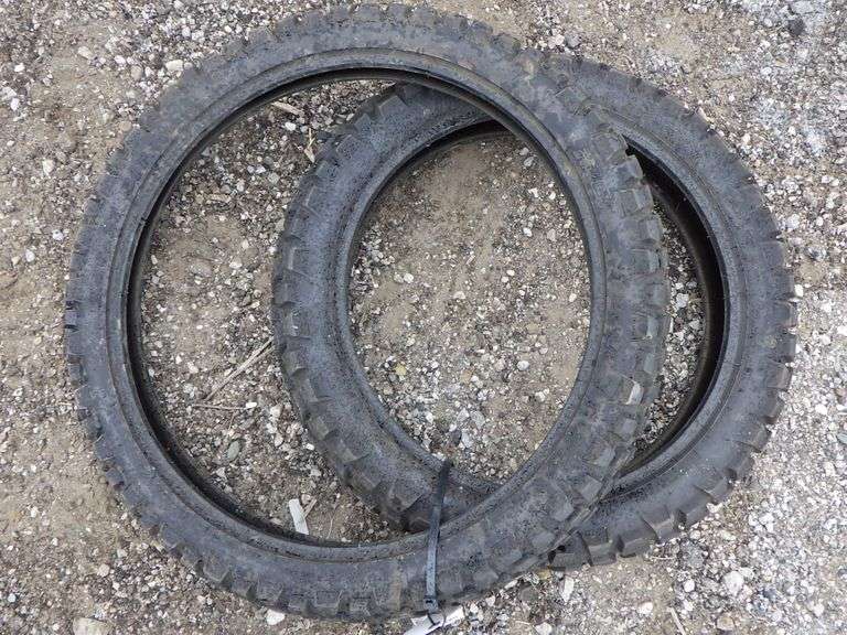 Dirtbike tires, includes: Rear IRC Trails GP-22R, size 120/80-18; Front ...