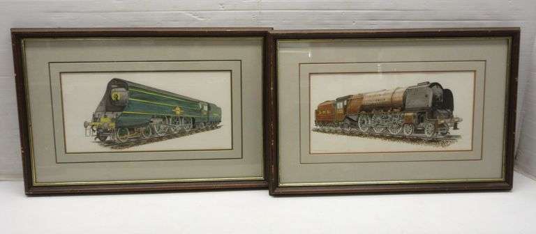 (2) Train pieces by J.E. Wigston, 22"W x 15"H - Albrecht Auction Service