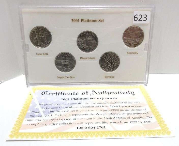 2001-P Platinum edition state quarters, includes: New York, Rhode ...