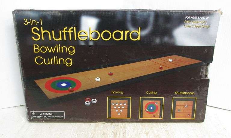 3-in-1 Shuffleboard bowling and curling, box is wrecked but has never ...