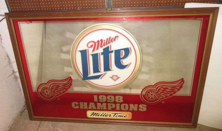 Red Wings Miller Lite 1998 Champions-Miller Time advertising mirror, 72 ...