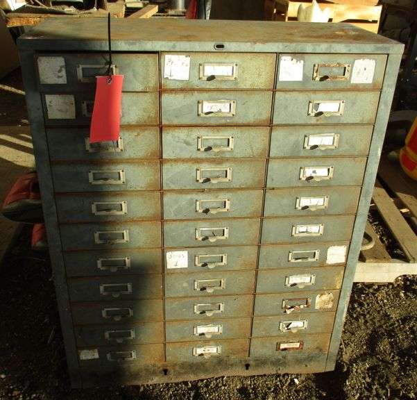 33-Drawer cabinet with hardware in it, 31" x 13" x 37", new and used ...