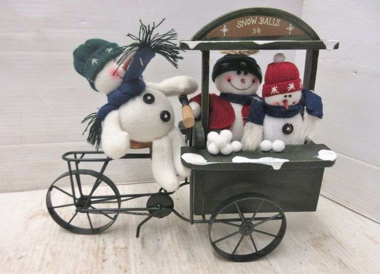Snowman family cart selling snowballs, 10 1/2" x 12", new - Albrecht ...