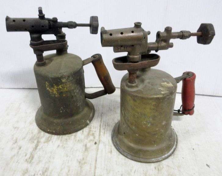 (2) Antique brass torches - Albrecht Auction Service