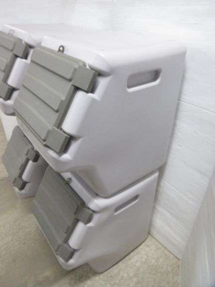 (4) Bergen/Blitz Stack-N-Stor, storage containers, Model 100, 18-Gallon ...