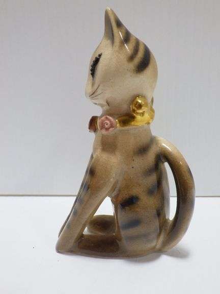 Vintage 1950s long body porcelain princess siamese cat figure with ...