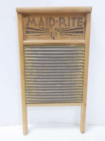 (2) Antique laundry washboards, Maid-Rite, standard family size, brass ...
