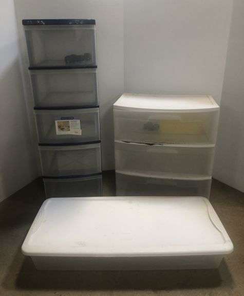 5-Drawer plastic storage unit, 13 1/4"W x 16 1/2"D x 42 1/2"H, 3-Drawer ...