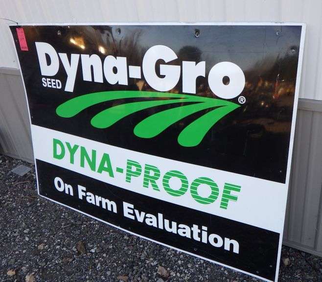 Dyna-Gro seed sign, 6"W x 4'H, used - Albrecht Auction Service