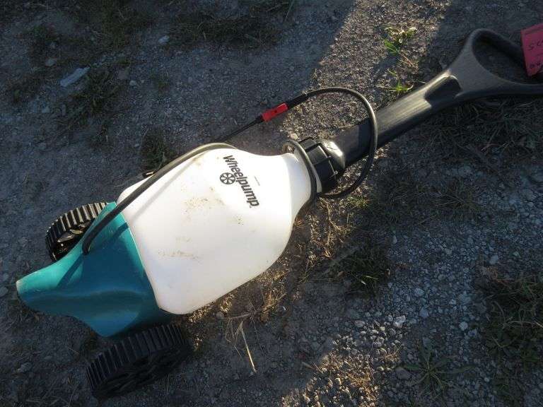 Gilmour wheel pump sprayer, 14"W x 48"H, good - Albrecht Auction Service