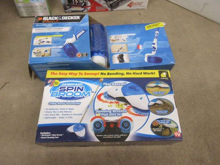 Various sweepers/scrubbers, include: Black & Decker cordless scrubber ...