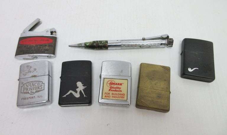 (7) Older lighters, includes: 3- Zippo lighters, 1- Ronson pen lighter ...