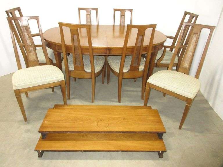 1960's Mid-century mahogany wood dining table, with (3) leaves, (2) arm ...