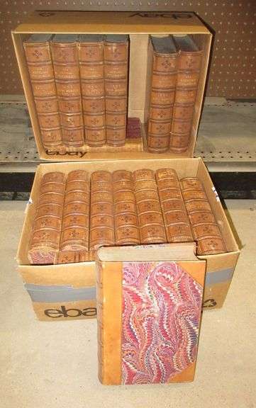 (15) Volume antique encyclopedias from the 1880's, leather bound books ...