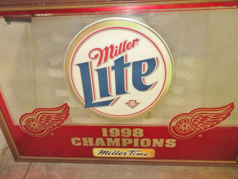 Red Wings Miller Lite 1998 Champions-Miller Time advertising mirror, 72 ...