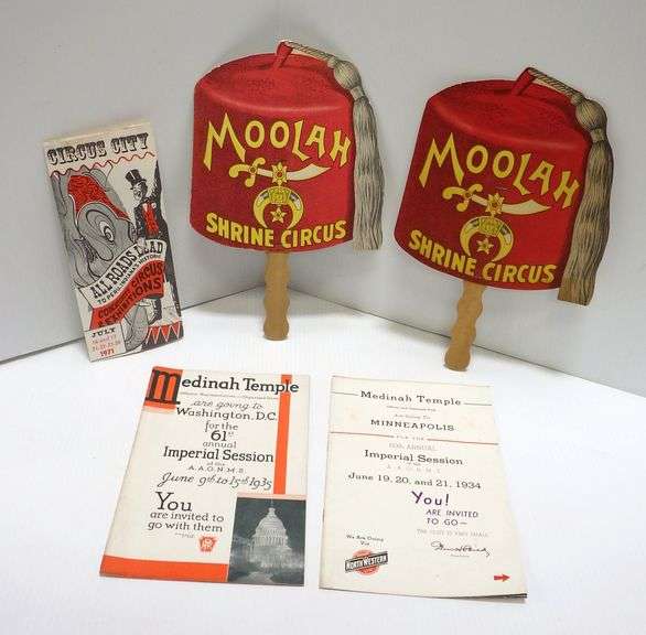 Older Shrine Circus items, includes: Circus City Pamphlet, Moolah ...