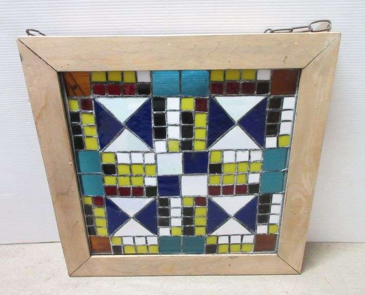 Stained glass window hanger, glass- 16" x 16" - Albrecht Auction Service