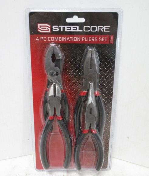 4-Piece Combination pliers set, includes: Slip joint plier, long nose ...