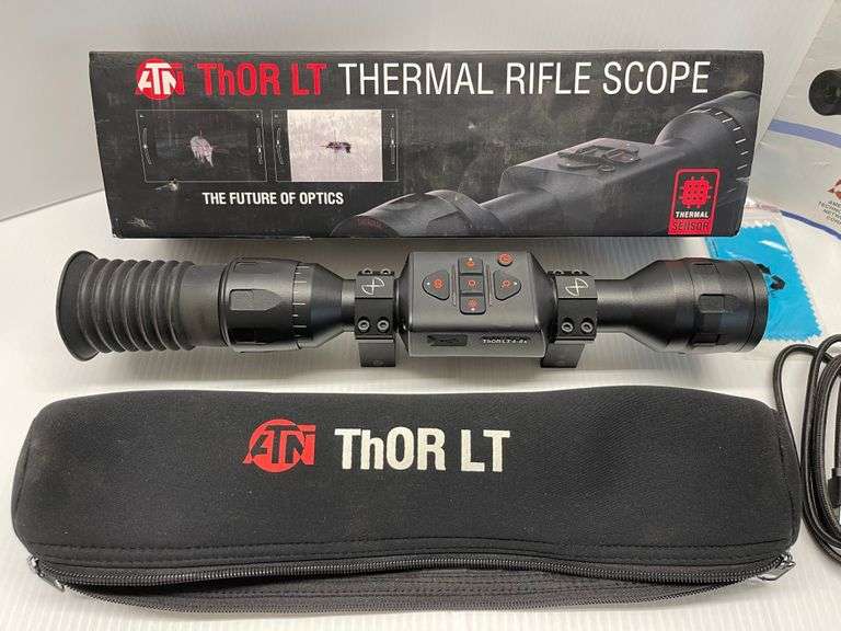 ATN Thor LT Thermal Rifle Scope 4x8 with Scope Rings, Charger, Cover ...