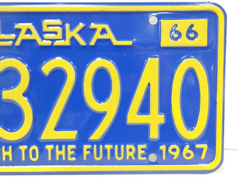 Unused Alaska license plate "1867 North To The Future 1967", 12"W ...