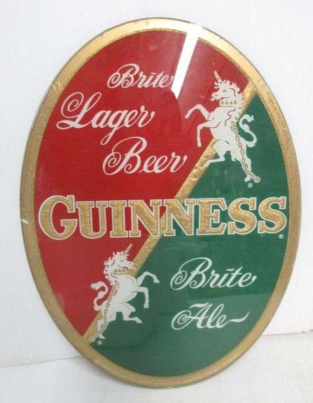 Older Guinness Beer reverse glass sign, made by Goebel Brewing Co. of ...