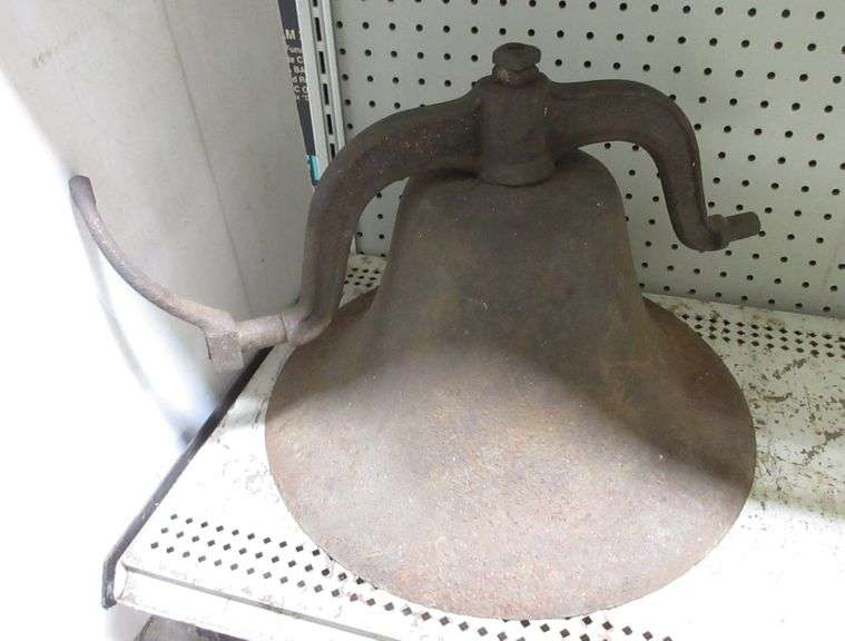 Antique No. 2 Cast Iron Bell with clapper, 17"Dia, rusty but solid ...