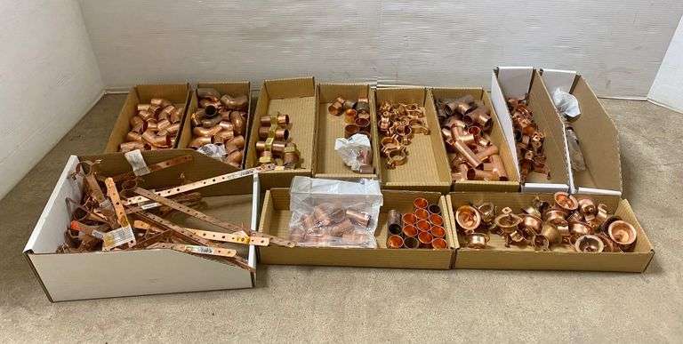 Copper fittings, includes: 45° angles, 90° elbows, T, couplings, caps ...