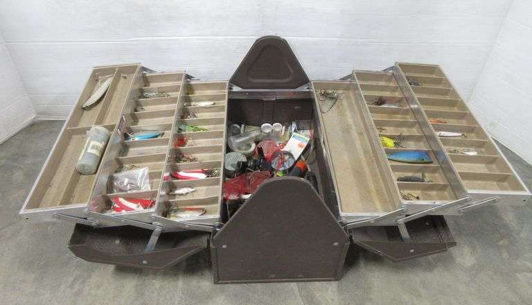 Kennedy tackle box with fishing lures, 18"W x 10"D x 13"H - Albrecht ...