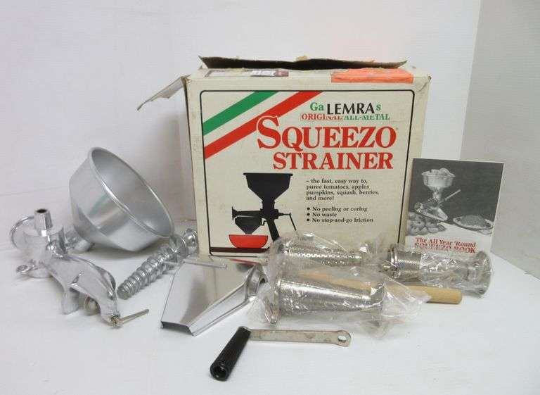 Original air metal Squeezo Strainer with instruction booklet, like new ...