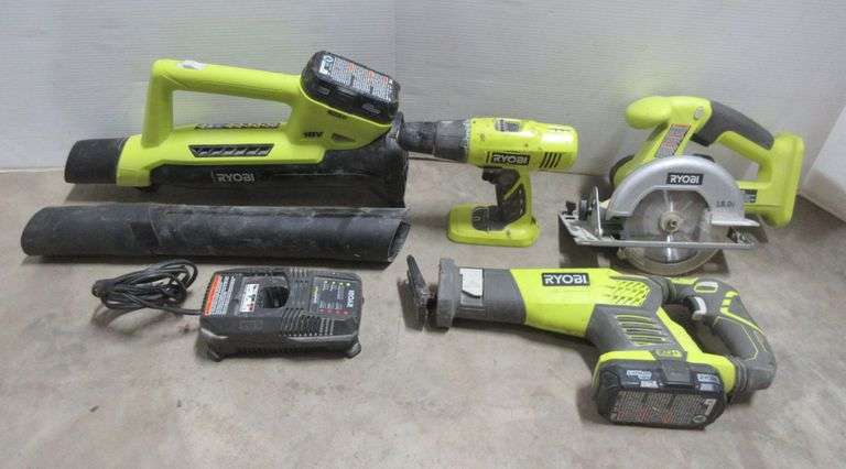 18V Ryobi cordless tool kit, includes: Blower, sawzall, circular saw ...