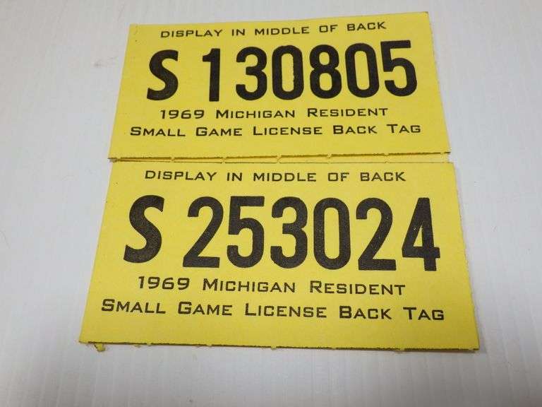 (14) Vintage Michigan hunting license back tags from the 1950s and ...