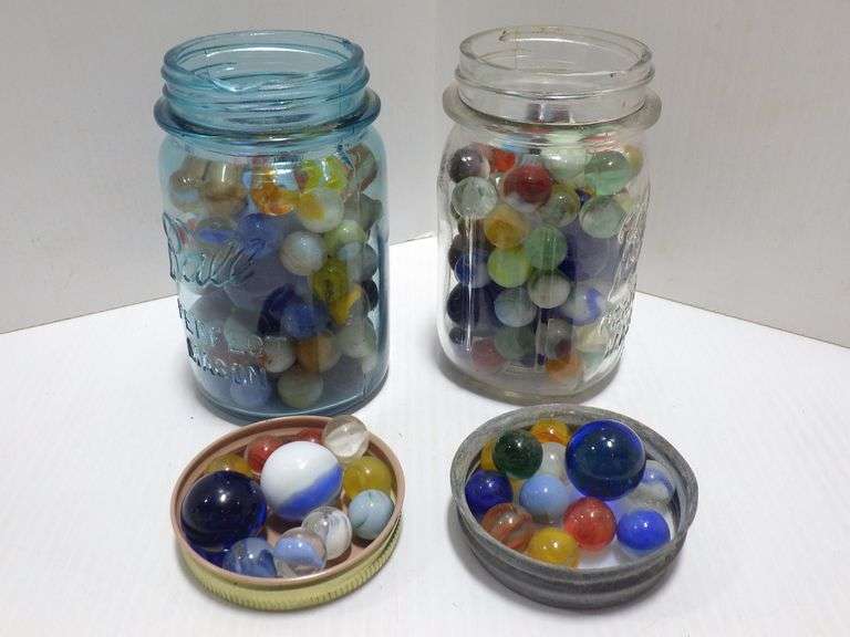 (2) Pint jars filled with older marbles - Albrecht Auction Service