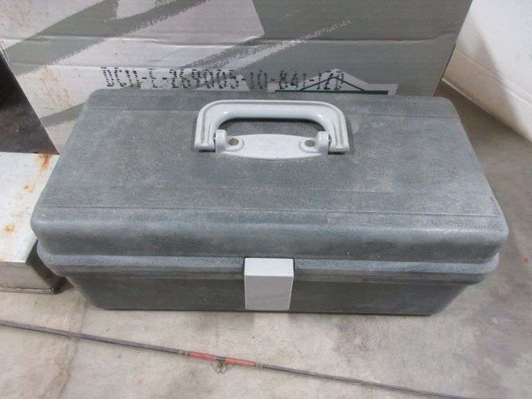 Fishing items, includes: Zebco 202 and Pole, tackle box, cooler/crawler ...