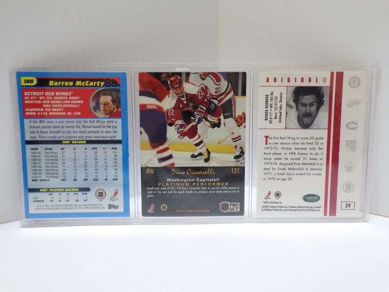 Autographed hockey cards of Mickey Redmond, Dino Ciccarelli, and Darren ...