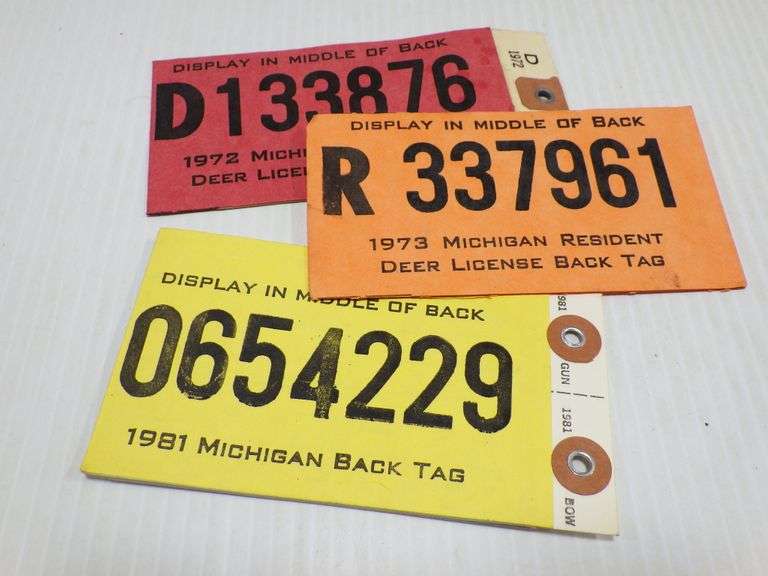 Vintage Hunting Licenses, (12) Michigan Hunting License, backtags, 1970 ...