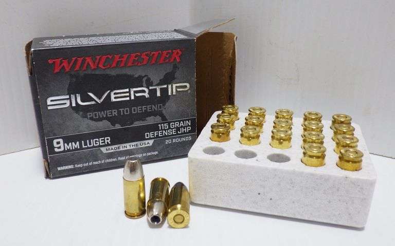 (20) Rounds of Winchester Silvertip 9mm Luger ammo, 115-grain JHP, new ...