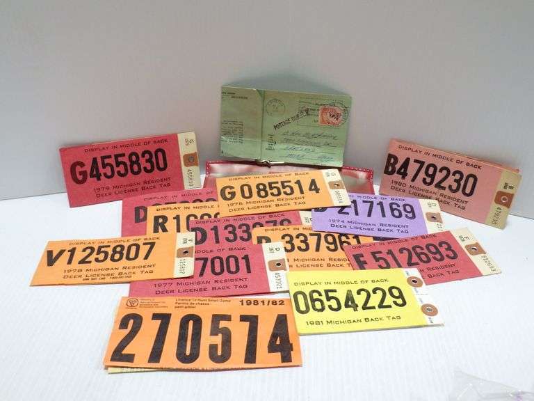 Vintage Hunting Licenses, (12) Michigan Hunting License, backtags, 1970 ...